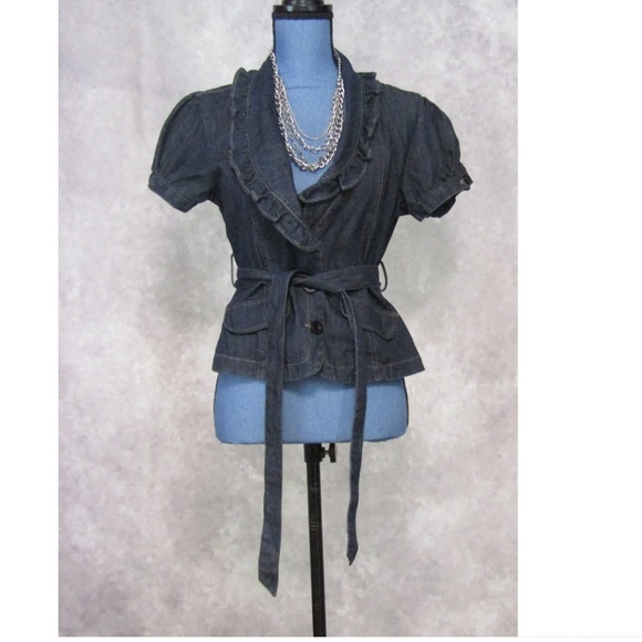 Wet Seal | Jackets & Coats | Wet Seal Denim Ruffled Short Sleeve Belted ...